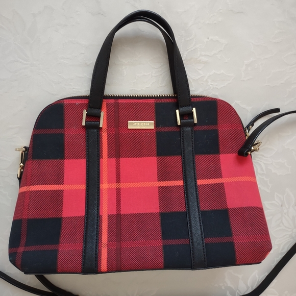 kate spade | Bags | Gold Plated Hardware Red Plaid Tartan Handbag ...